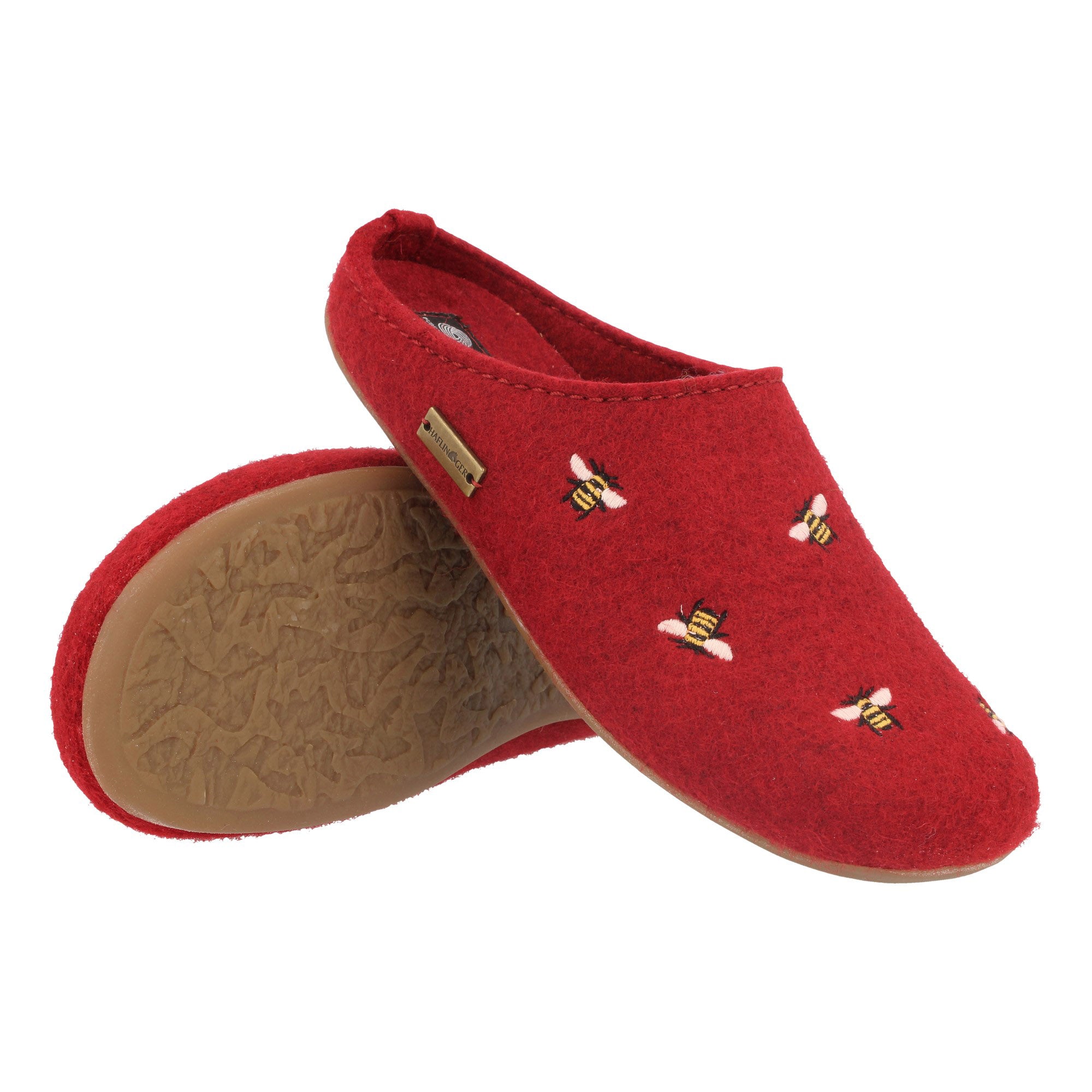 Haflinger Api Slippers – Wool Felt Shoes with Bee Embroidery – haflingerUSA